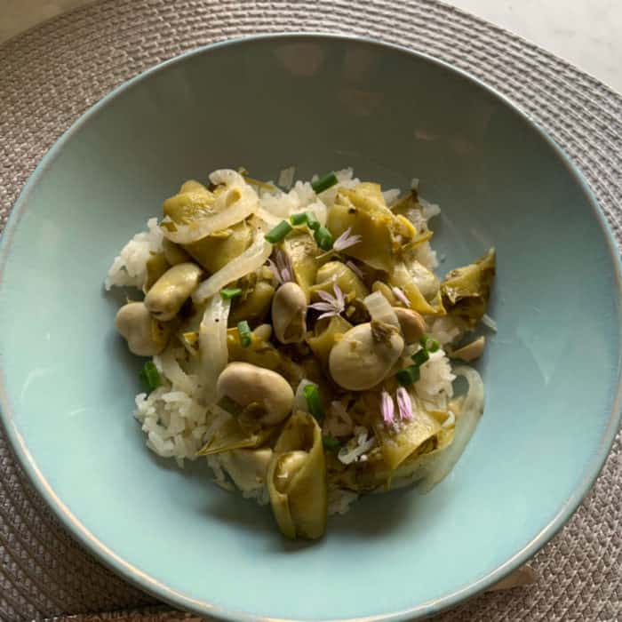 Fresh Green Fava Beans Stew - Cafe Osharak